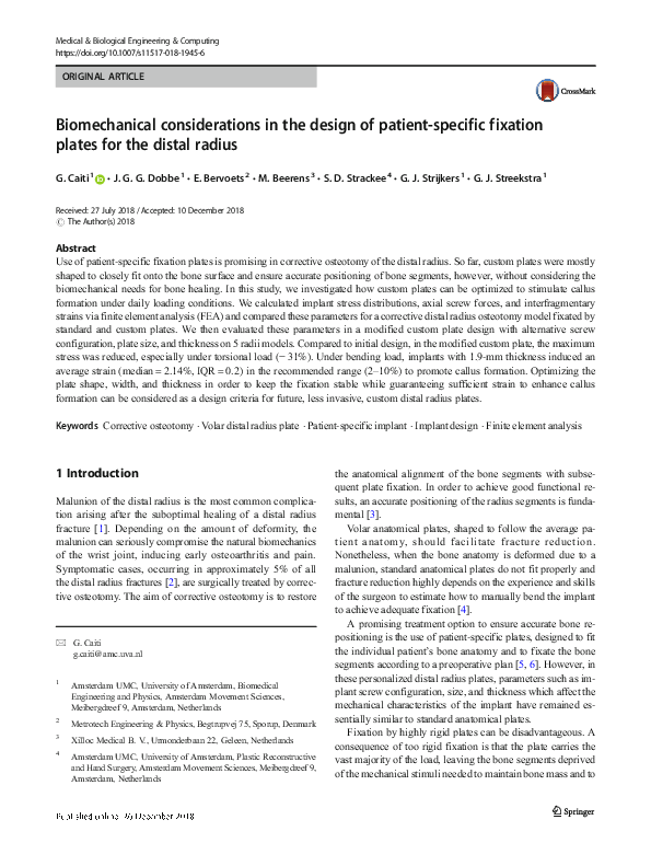 (PDF) Biomechanical considerations in the design of patient-specific ...