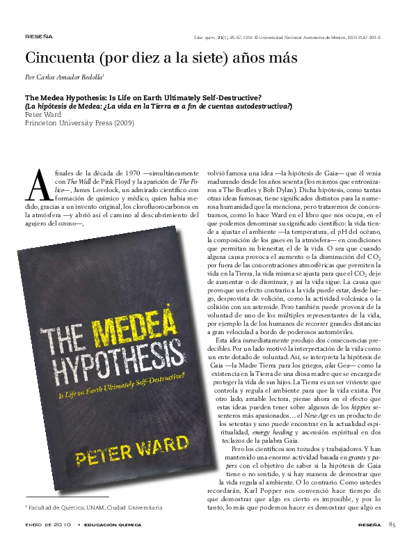 (PDF) La hipótesis de Medea: ¿La vida en la Tierra es a fin de cuentas ...