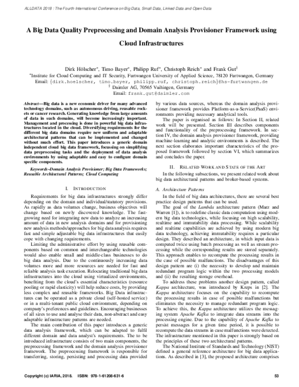 (PDF) A Big Data Quality Preprocessing and Domain Analysis Provisioner Framework Using Cloud ...
