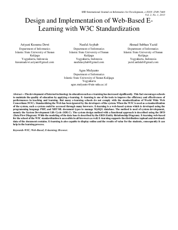 (PDF) Design and Implementation of Web-Based E-Learning with W3C Standardization