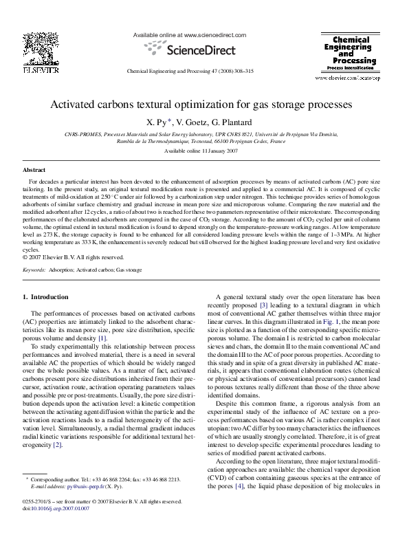 (PDF) Activated carbons textural optimization for gas storage processes