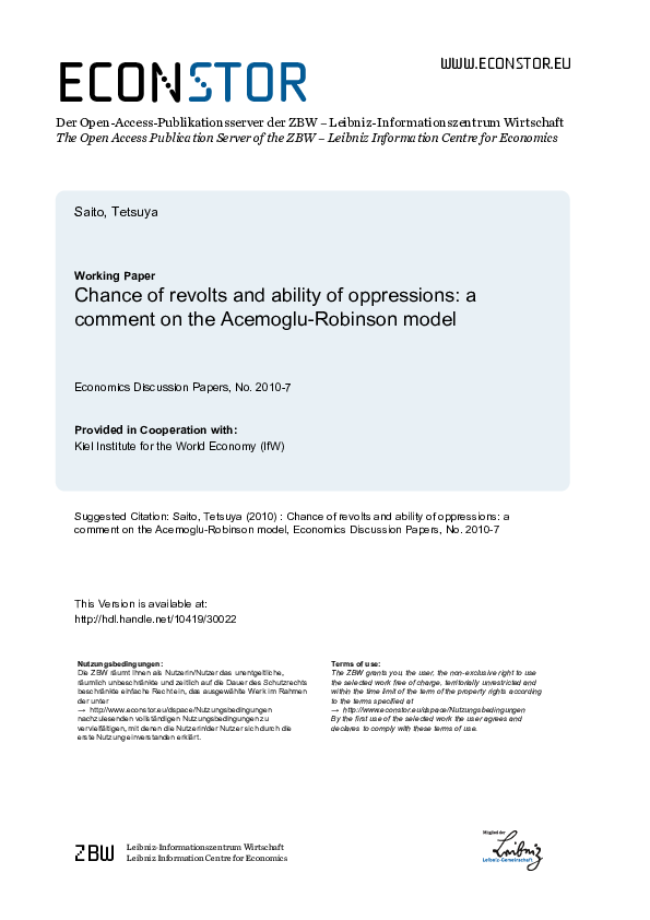 (PDF) Chance of revolts and ability of oppressions: a comment on the ...