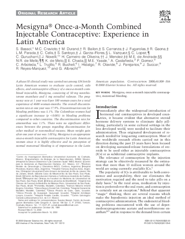 (PDF) Mesigyna® once-a-month combined injectable contraceptive ...