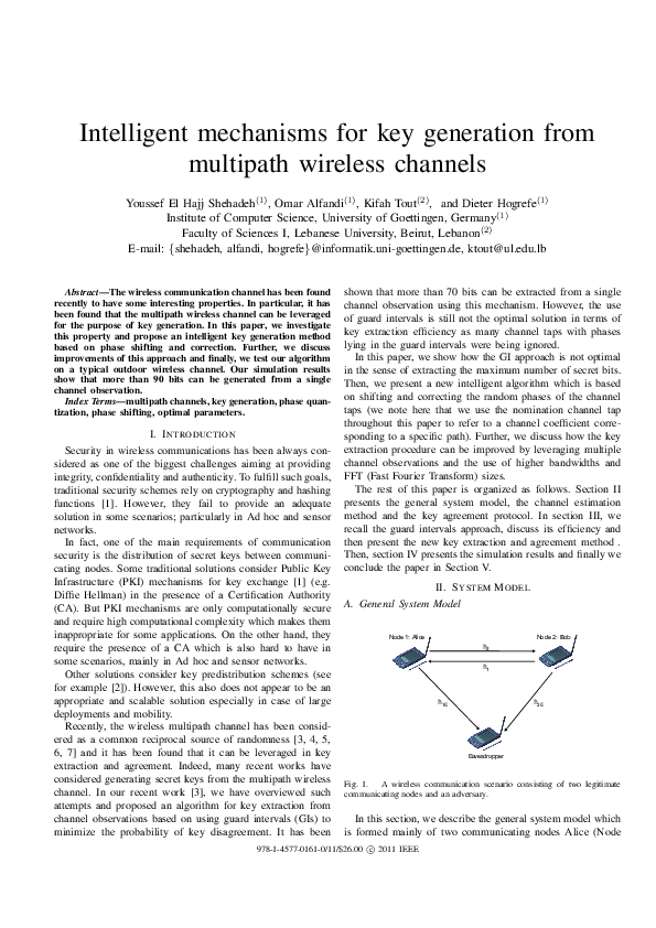 (PDF) Key Generation Using Multipath Wireless Channels