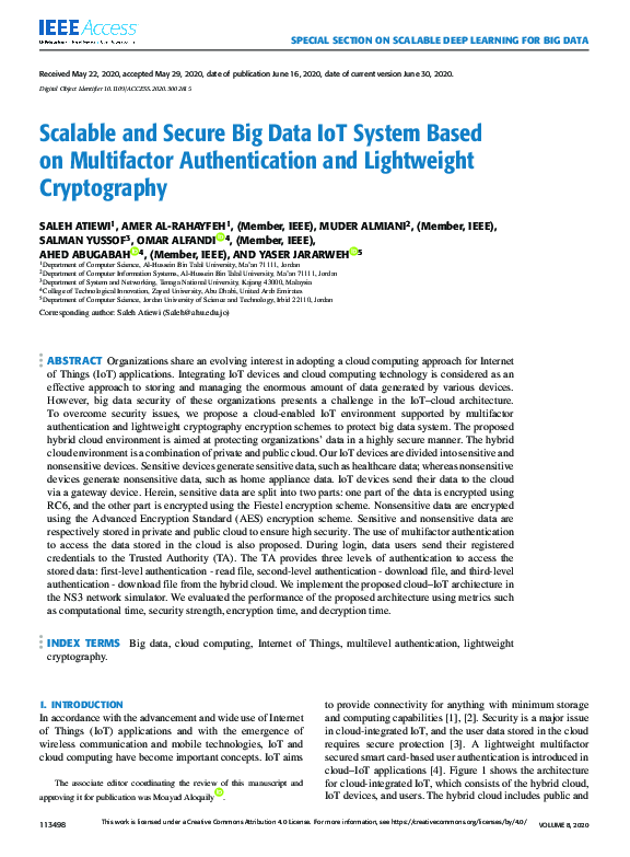 Pdf Scalable And Secure Big Data Iot System Based On Multifactor