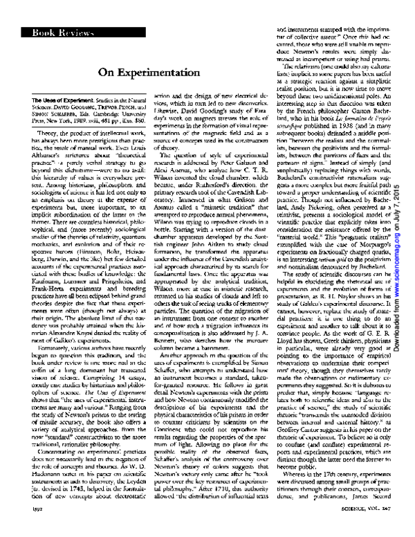 (PDF) The Uses of Experiment: Studies in the Natural Sciences. David Gooding , Trevor Pinch ...
