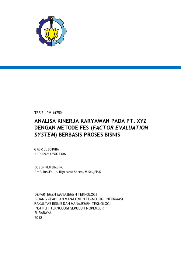 Pdf Analisa Kinerja Karyawan Pada Pt Xyz Dengan Metode Fes Factor