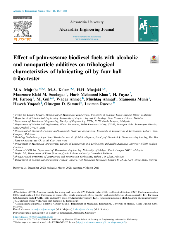 Pdf Effect Of Palm Sesame Biodiesel Fuels With Alcoholic And
