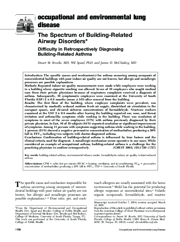 (PDF) The Spectrum of Building-Related Airway Disorders