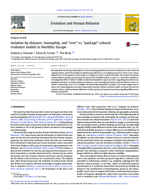 (PDF) Isolation-by-distance, homophily, and “core” vs. “package ...