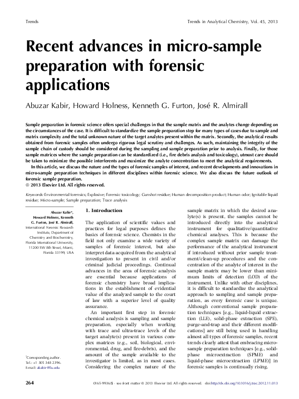 (PDF) Recent advances in micro-sample preparation with forensic ...