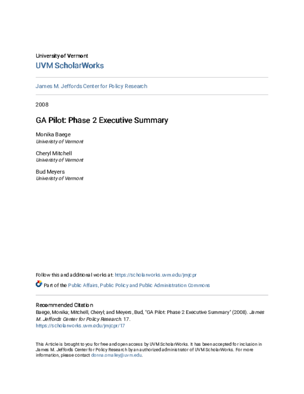 (PDF) GA Pilot: Phase 2 Executive Summary