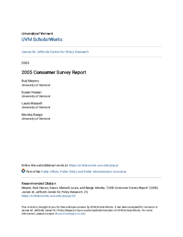 (PDF) 2005 Consumer Survey Report