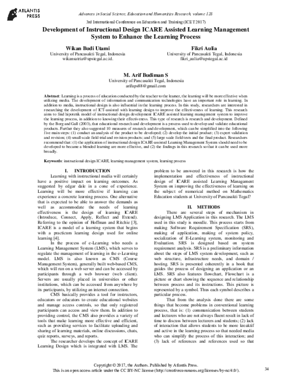 (PDF) Development of Instructional Design ICARE Assisted Learning Management System to Enhance ...