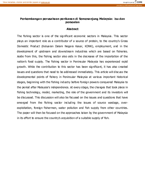 (PDF) Perkembangan Perusahaan Perikanan DI Semenanjung Malaysia: Isu Dan Persoalan