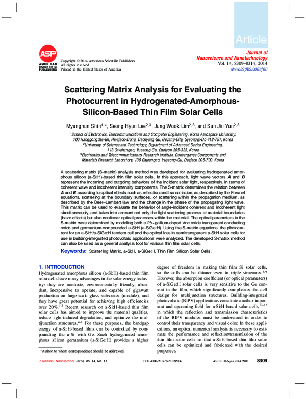 (PDF) Scattering Matrix Analysis for Evaluating the Photocurrent in ...