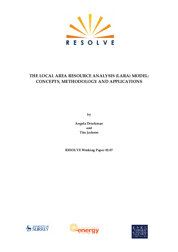 (PDF) The Local Area Resource Analysis (LARA) Model. Concepts ...