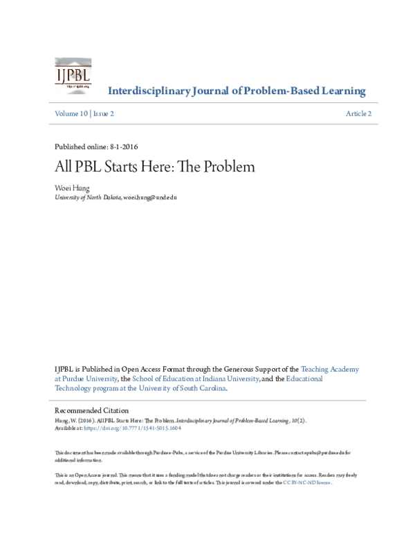 (PDF) All PBL Starts Here: The Problem