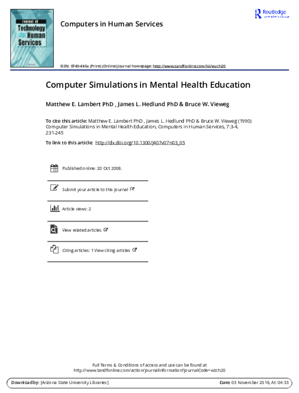 (PDF) Computer Simulations in Mental Health Education
