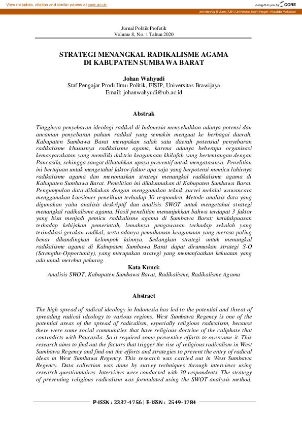 Strategi Menangkal Radikalisme Agama DI Kabupaten Sumbawa Barat