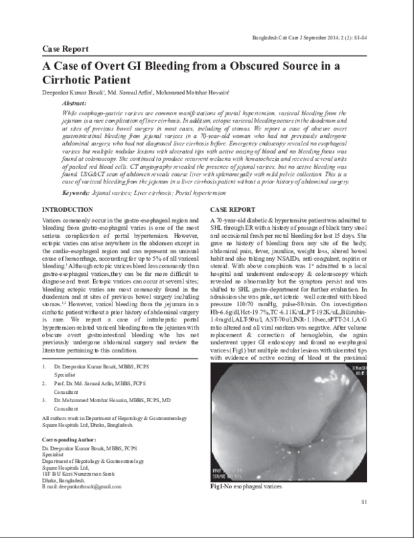 (PDF) A Case of Overt GI Bleeding from a Obscured Source in a Cirrhotic ...