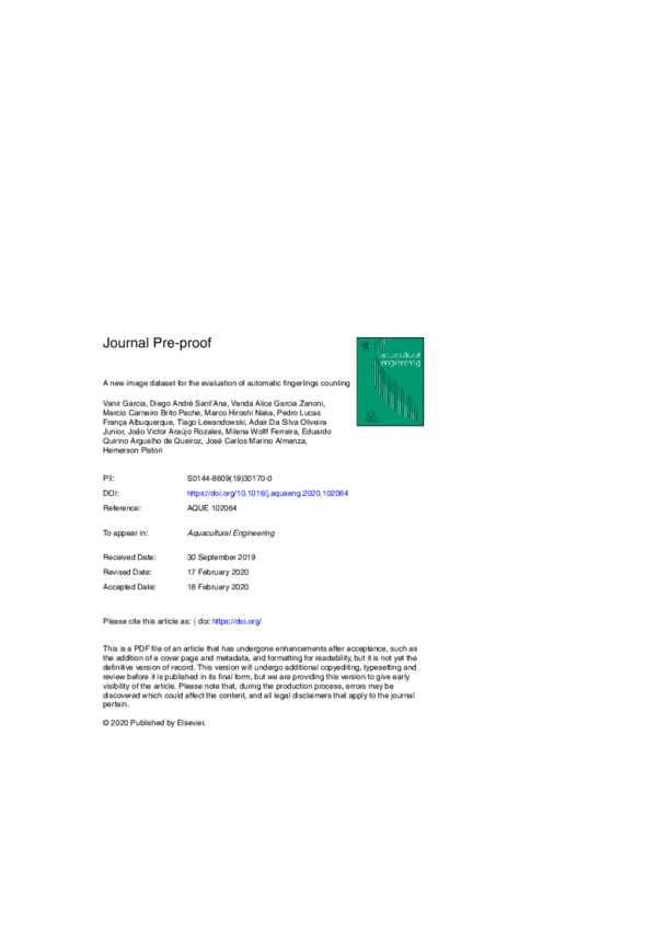 (PDF) A new image dataset for the evaluation of automatic fingerlings counting