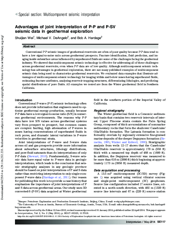 (PDF) Advantages of joint interpretation of P-P and P-SV seismic data in geothermal exploration