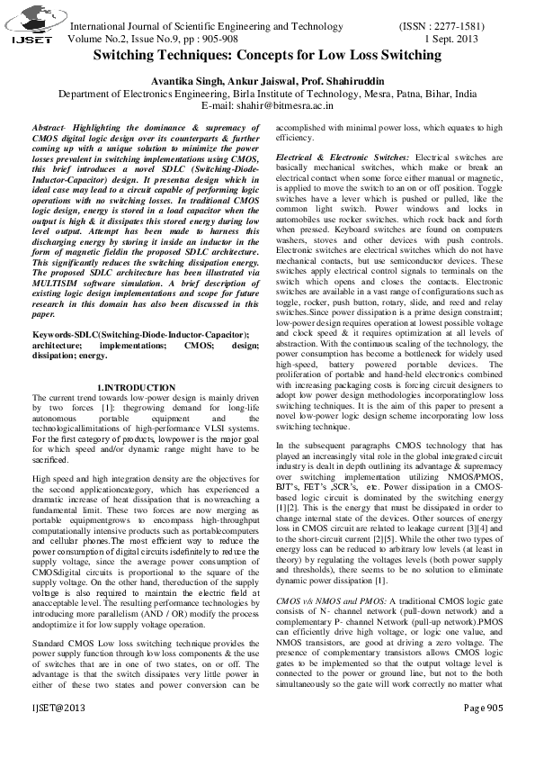 (PDF) Switching Techniques: Concepts for Low Loss Switching