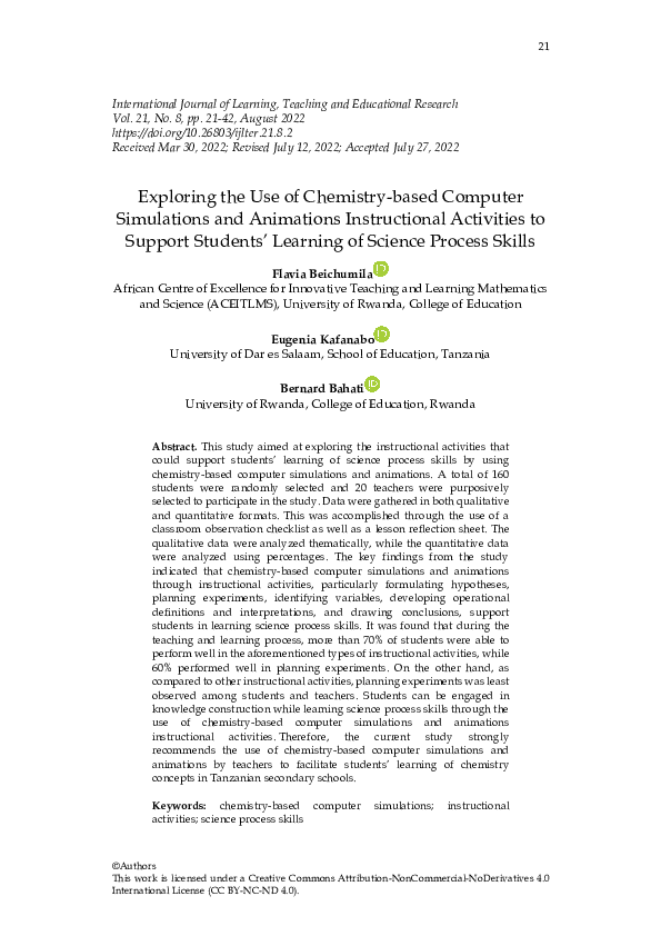 (PDF) Exploring the Use of Chemistry-based Computer Simulations and Animations Instructional ...