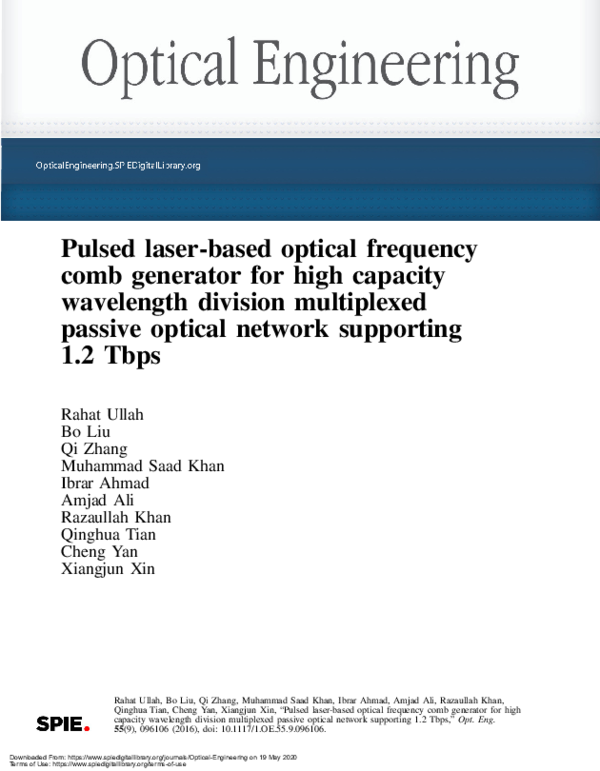 (PDF) Pulsed laser-based optical frequency comb generator for high capacity wavelength division ...