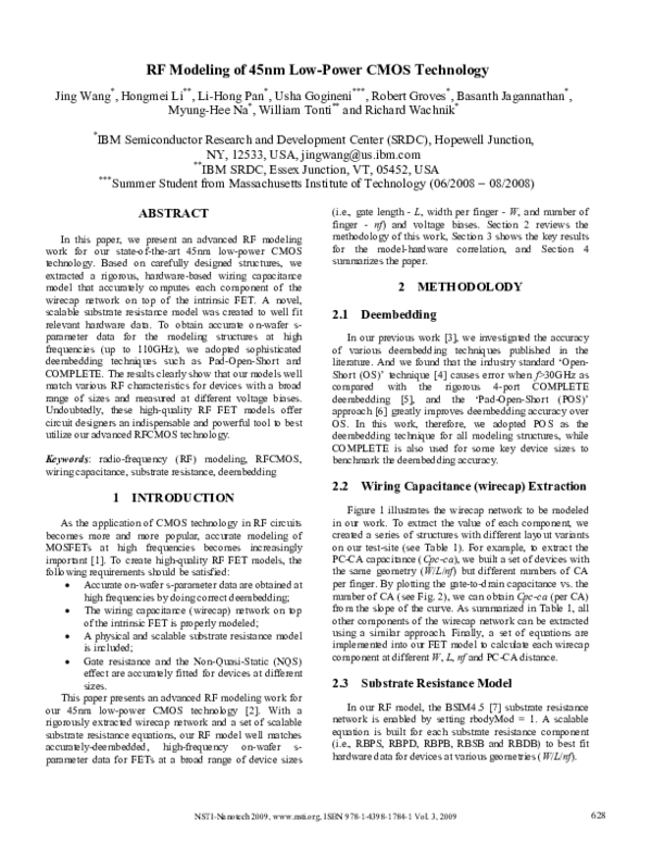 (PDF) RF modeling of 45 nm low-power CMOS technology