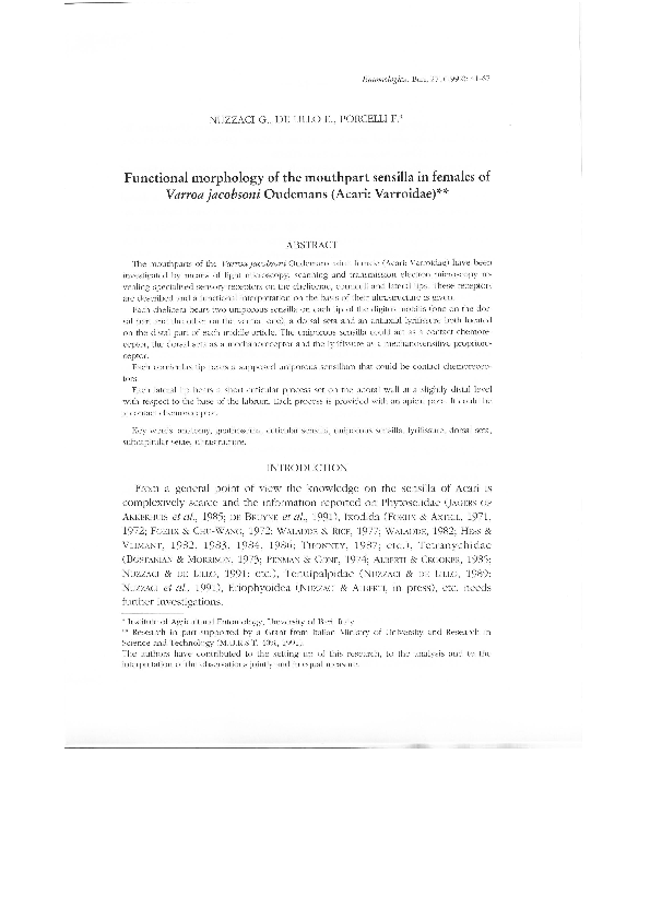 (PDF) Functional morphology of the mouthpart sensilla in females of ...