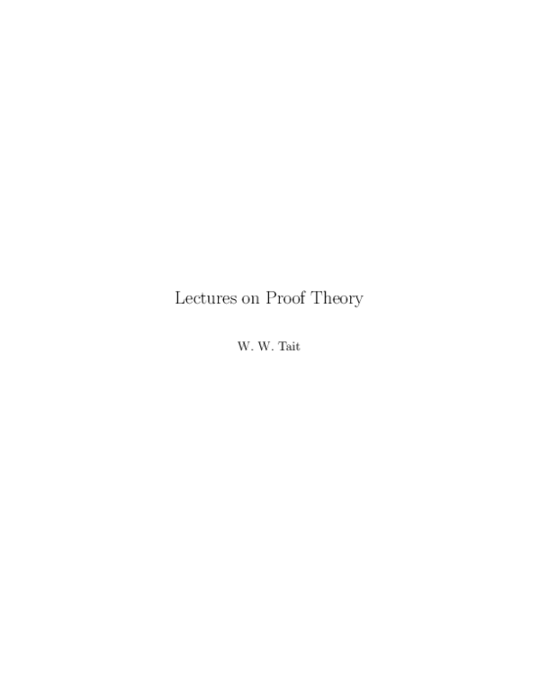 (PDF) Lectures on Proof Theory