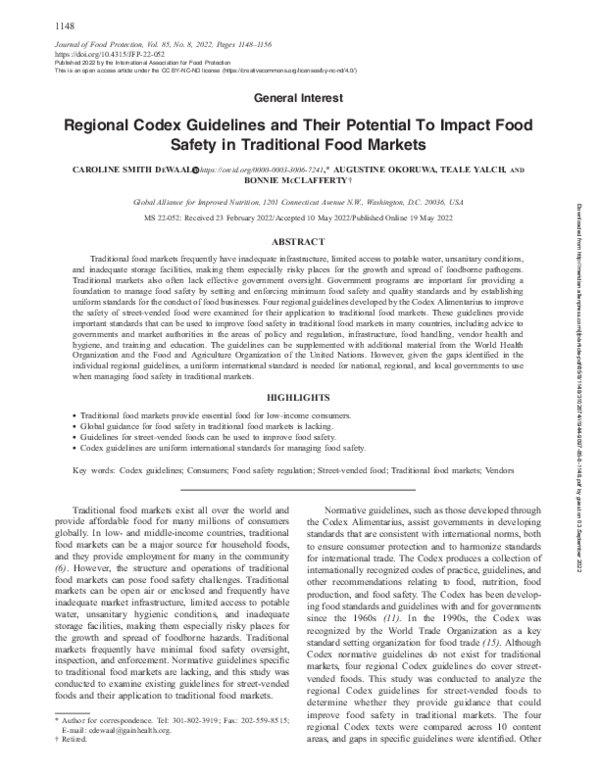 (PDF) Regional Codex Guidelines and Their Potential To Impact Food ...