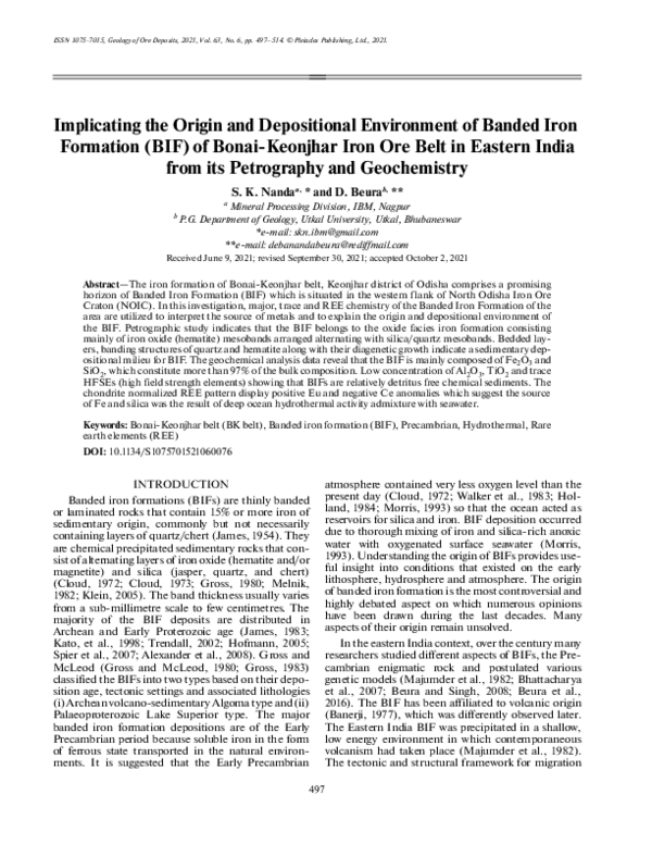 (PDF) Implicating the Origin and Depositional Environment of Banded ...