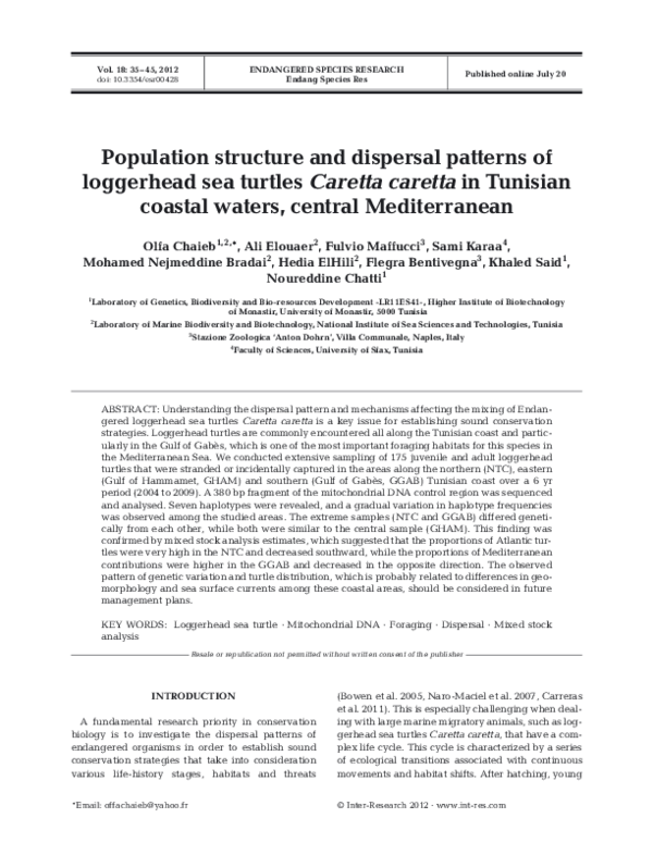 (PDF) Population structure and dispersal patterns of loggerhead sea ...