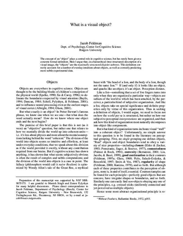 (PDF) What is a visual object?