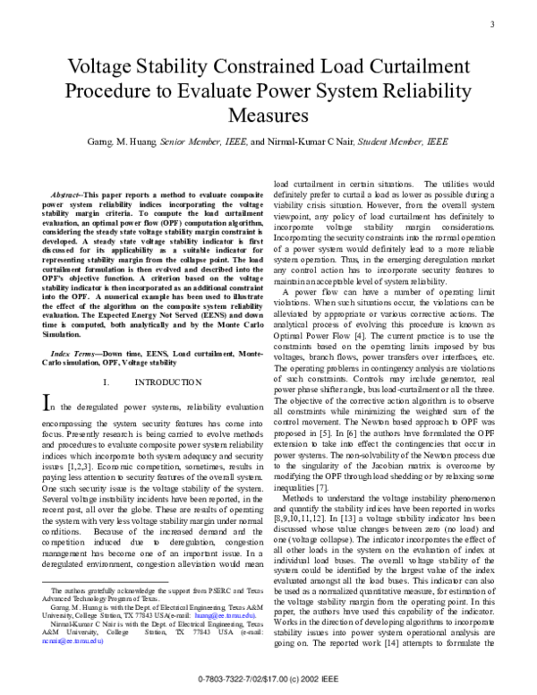 (PDF) Voltage stability constrained load curtailment procedure to evaluate power system ...