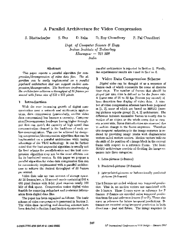 (PDF) A parallel architecture for video compression