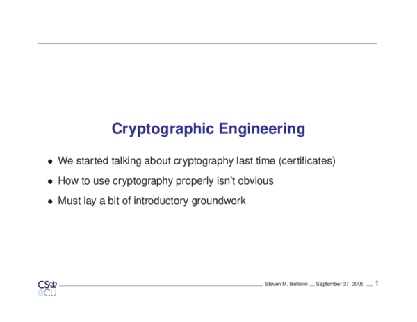 (PDF) Cryptographic Engineering