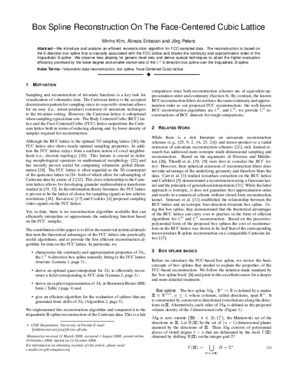 (PDF) Box Spline Reconstruction On The Face-Centered Cubic Lattice