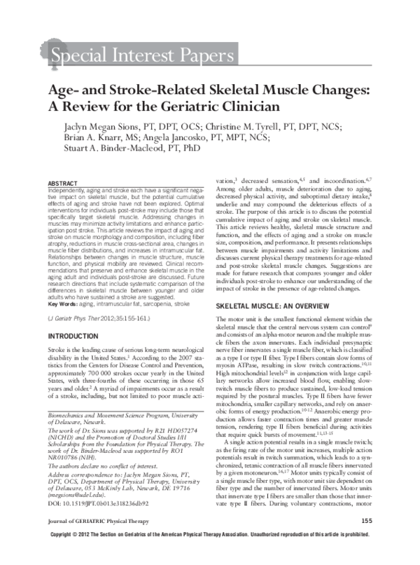 (PDF) Age- and stroke-related skeletal muscle changes a review for the ...
