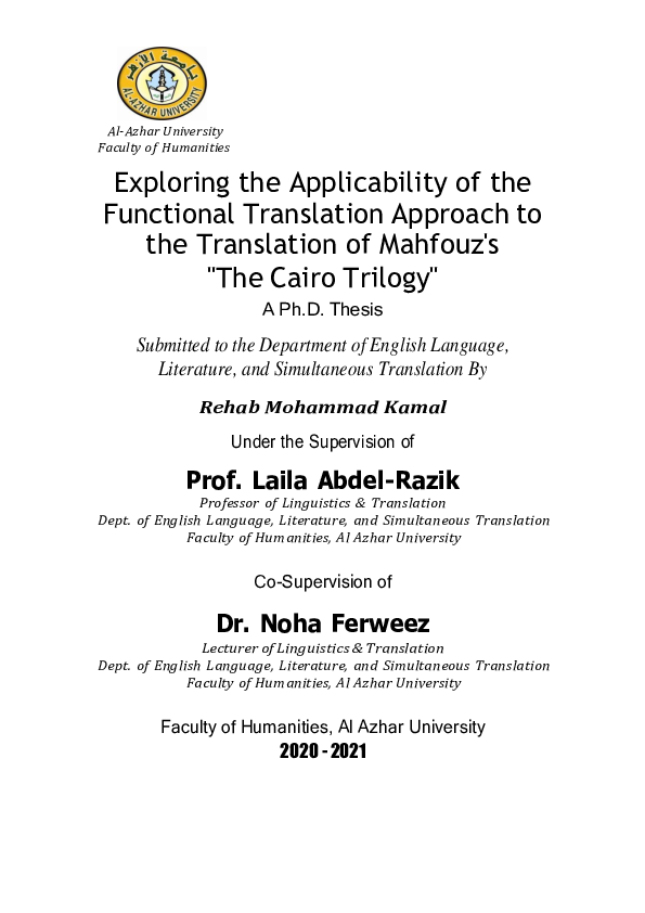 (PDF) Exploring the Applicability of the Functional Translation ...