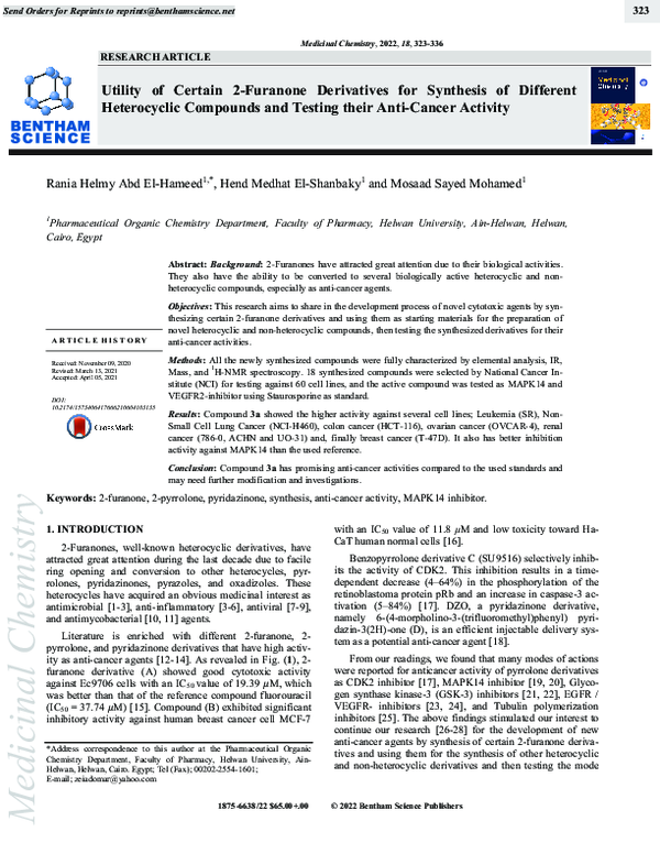 (PDF) Utility of Certain 2-Furanone Derivatives for Synthesis of ...