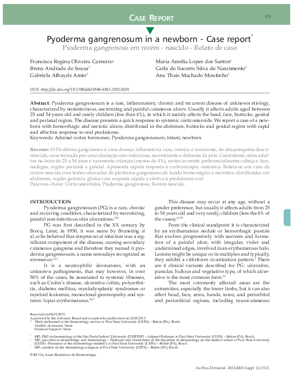 (PDF) Pyoderma gangrenosum in a newborn - case report