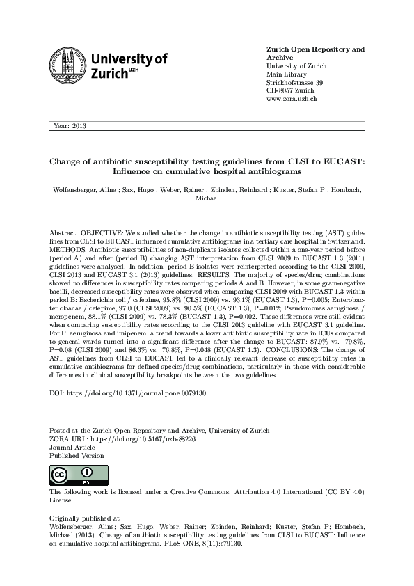 (PDF) Change of Antibiotic Susceptibility Testing Guidelines from CLSI ...