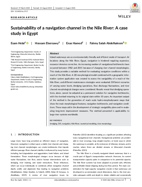 (PDF) Sustainability of a navigation channel in the Nile River: A case ...