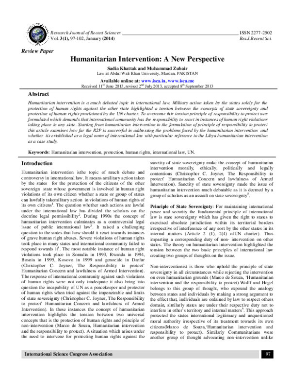 (PDF) Humanitarian Intervention: A New Perspective