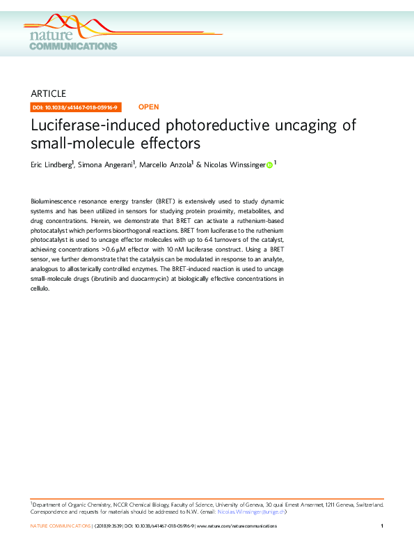 (PDF) Luciferase-induced photoreductive uncaging of small-molecule ...