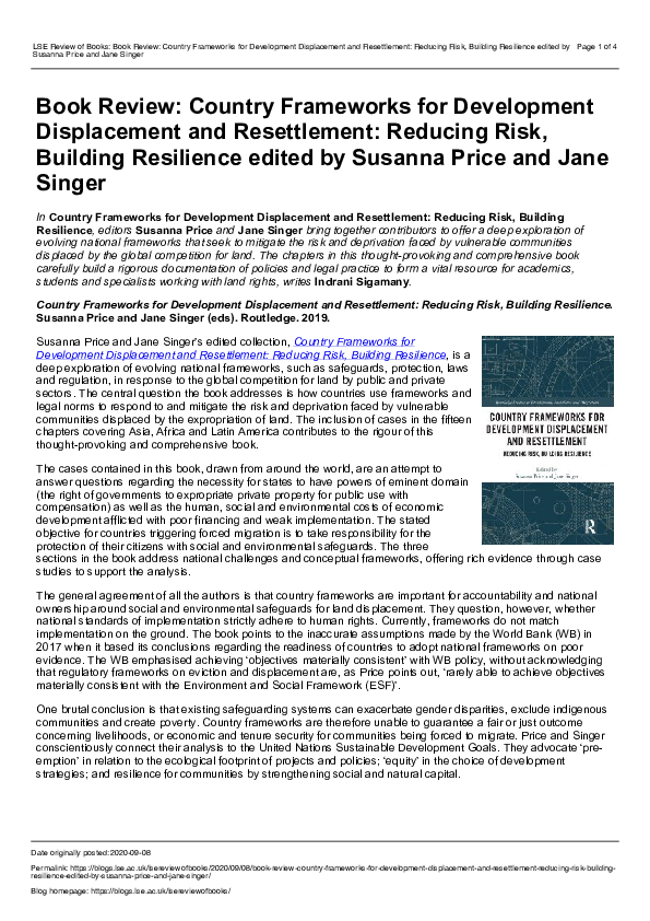 (PDF) Review of Development Displacement Frameworks